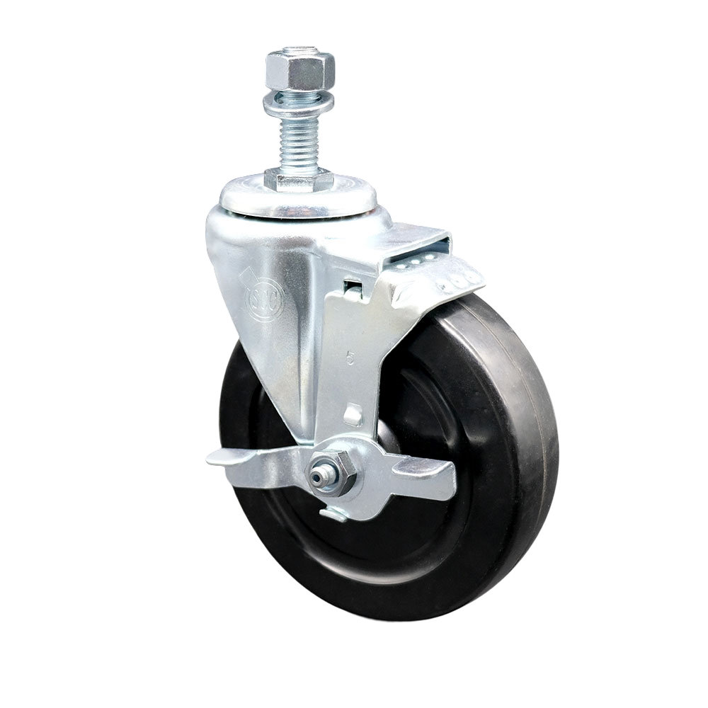 Service Caster Rubber 12MM Threaded Stem Caster Set with Brake | Wayfair