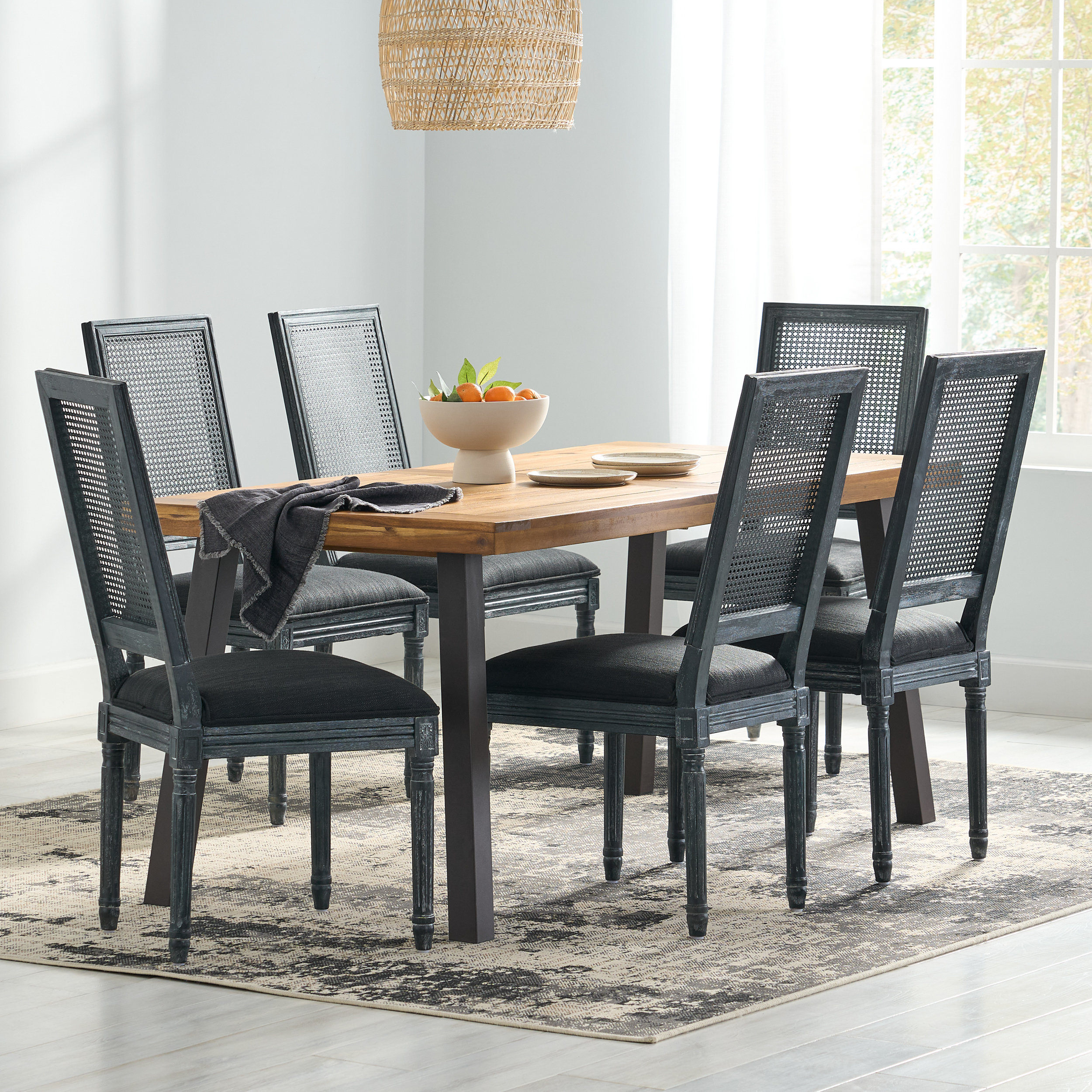 Christopher Knight Home Benway Fabric And Wood 7 Piece Dining Set | Wayfair