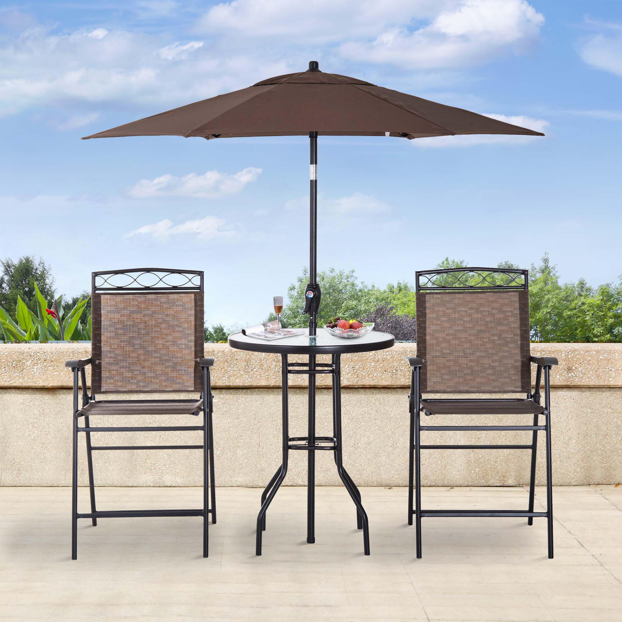 One Allium Way® Outsunny 4 Piece Outdoor Patio Dining Furniture Set, 2 ...