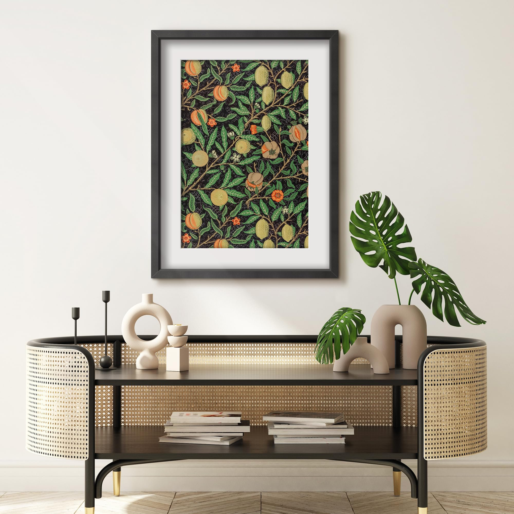 wall26 Orchard Riches Vibrant Fruit Pattern On Dark Background Framed ...