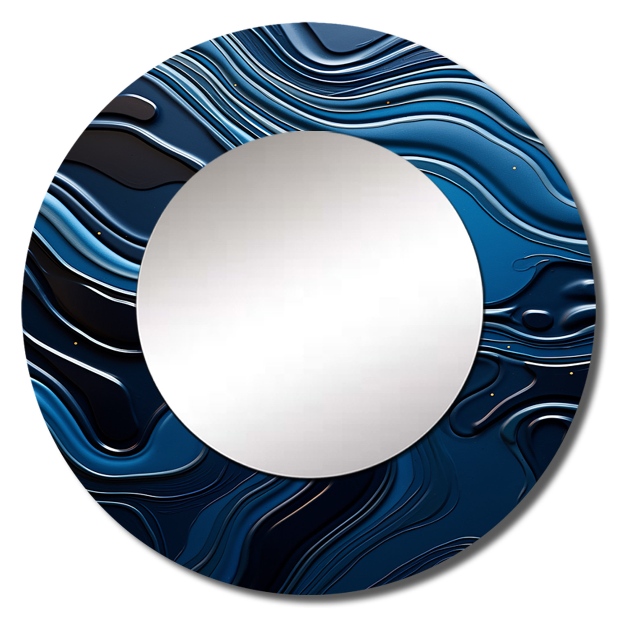 Design Art Dreamy Blue Ristretto Reverie - Abstract Shapes Round Mirror ...