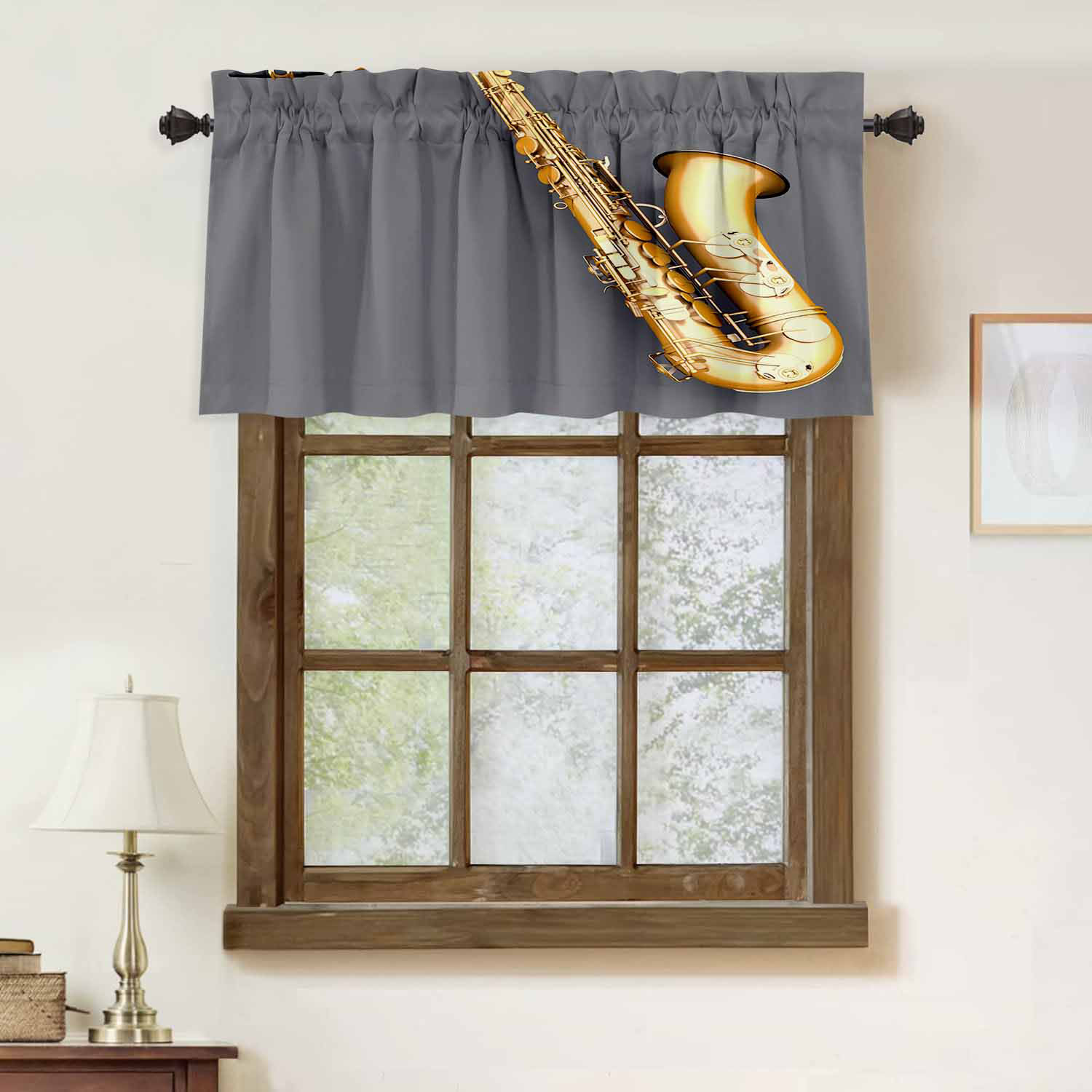 Ophelia & Co. Gold 52"W Saxophone Grey Art Band Banner Brass Classic ...