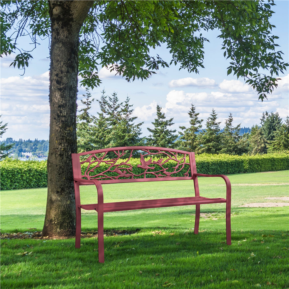 Red Barrel Studio® Apollinaris Patio Garden Metal Coating Park Bench ...