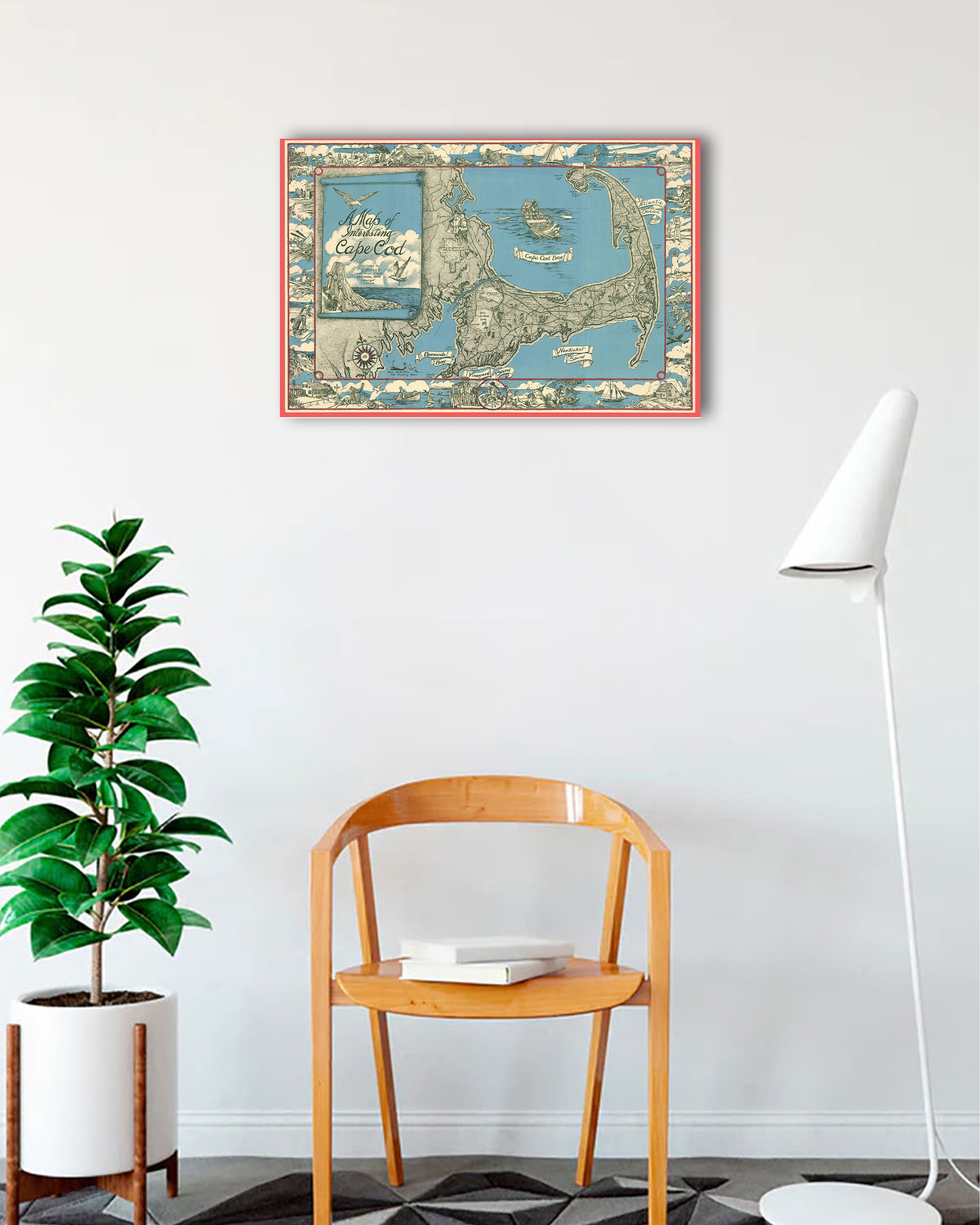 Buy Art For Less Large 1945 Miller Map of Cape Cod Graphic Art on ...