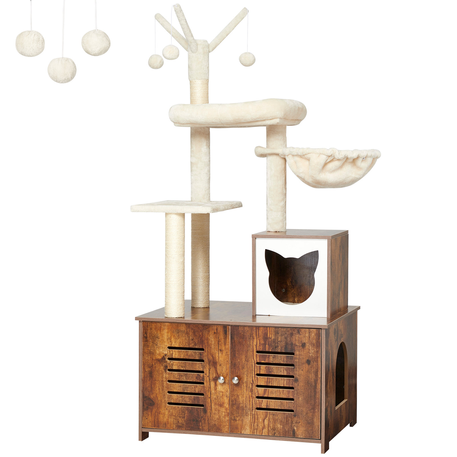 Tucker Murphy Pet™ Cat Tree With Litter Box Enclosure, 2-in-1 Cat Tower ...