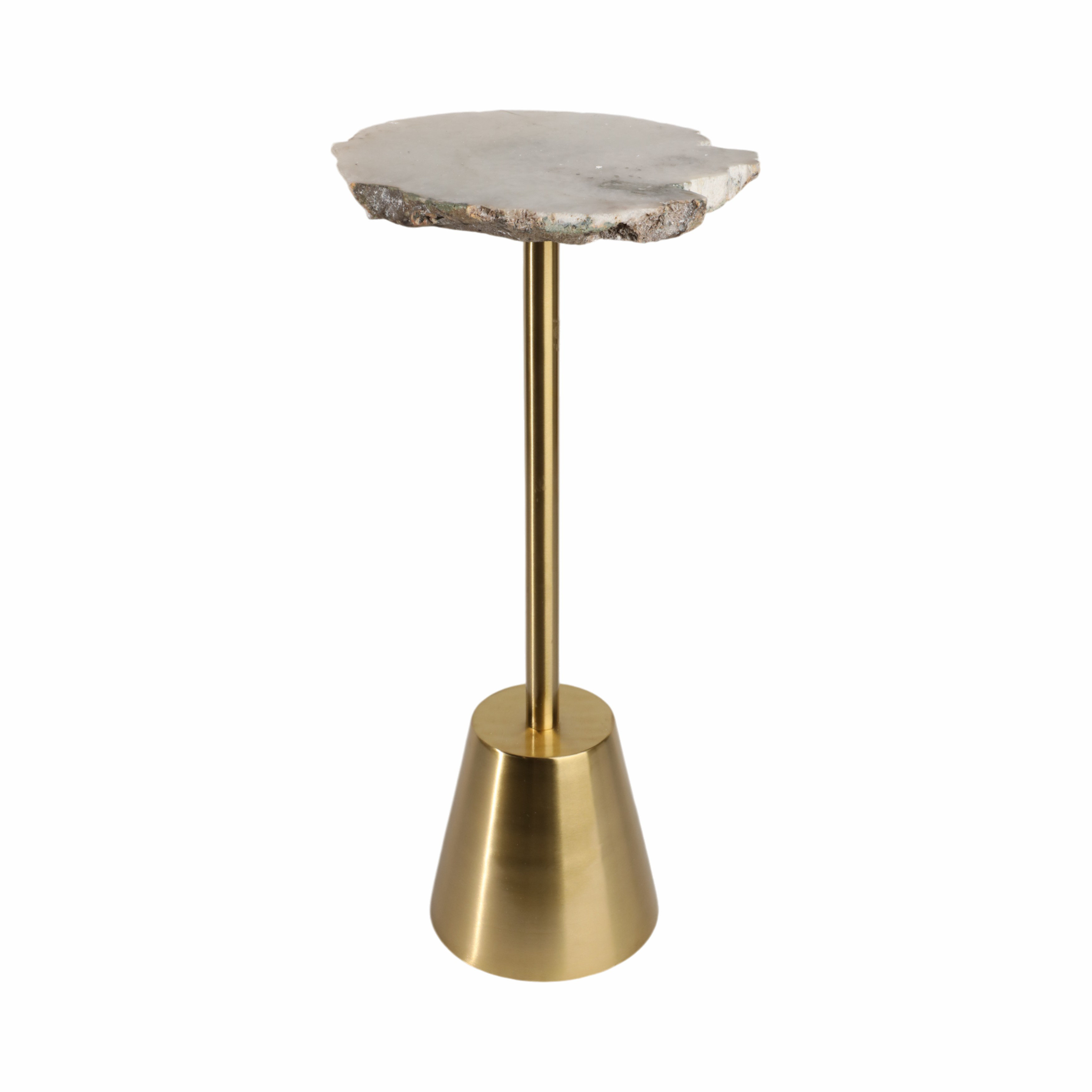 Mercer41 23" Reykur Short Raw Agate Table, White/Gold | Wayfair