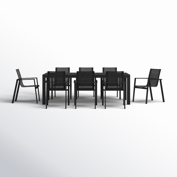 Benston 86.5'' Rectangular 8 - Person Outdoor Dining Set & Reviews ...