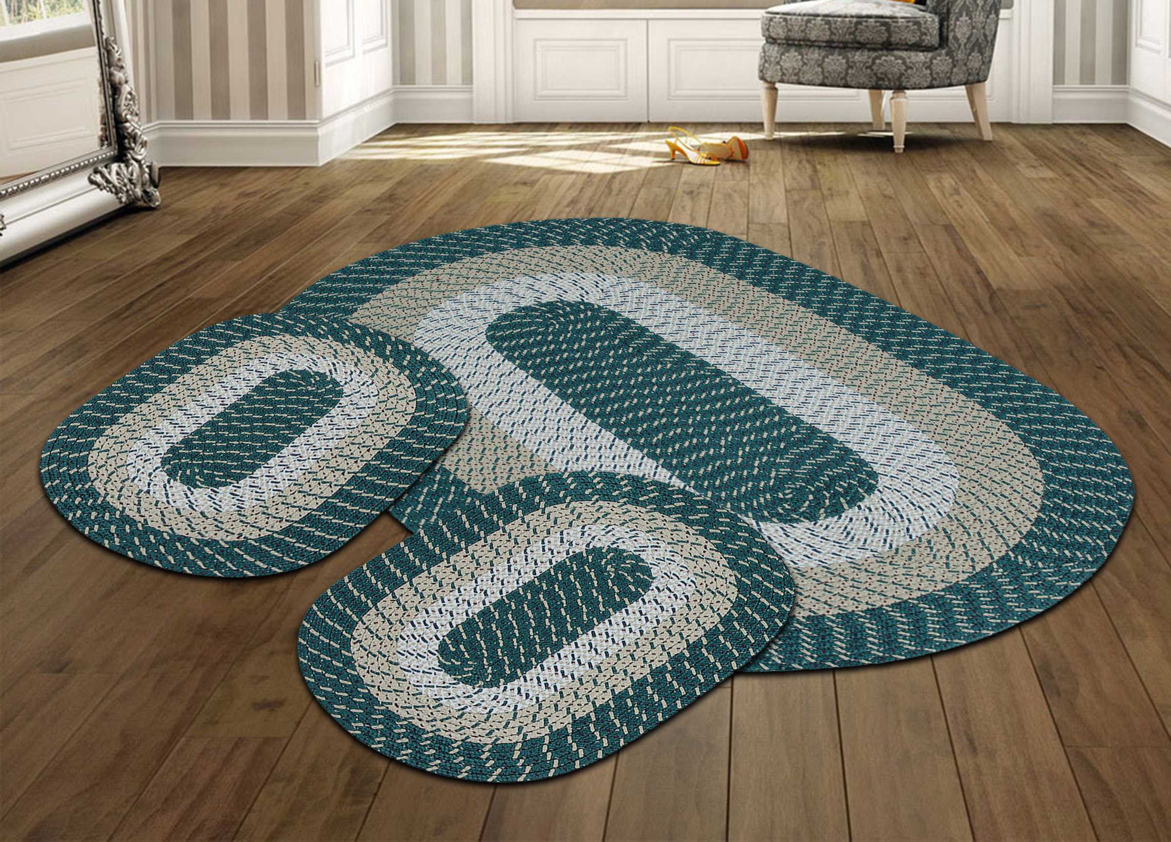 August Grove® Lorenzo Polypropylene Braided Area Rug - Hunter Stripe ...