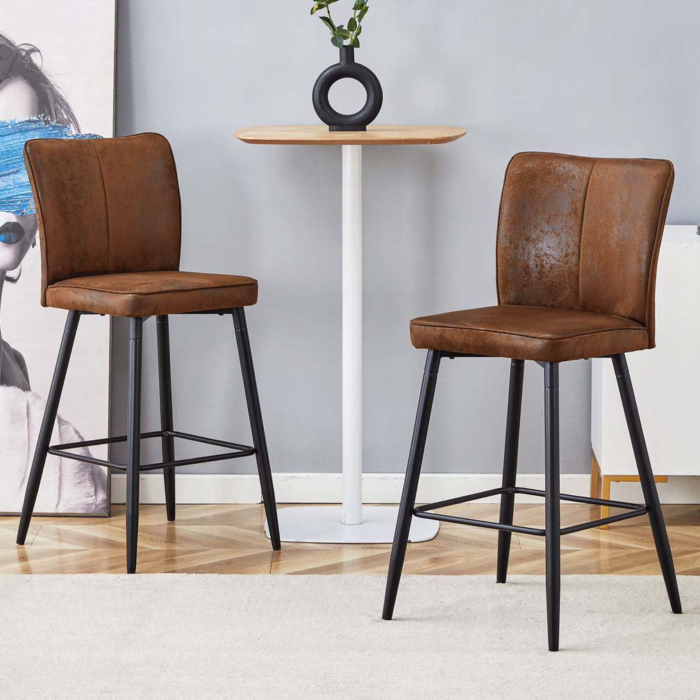 Latitude Run® Fabric Upholstered Metal Bar Stools Set with Upholstered ...