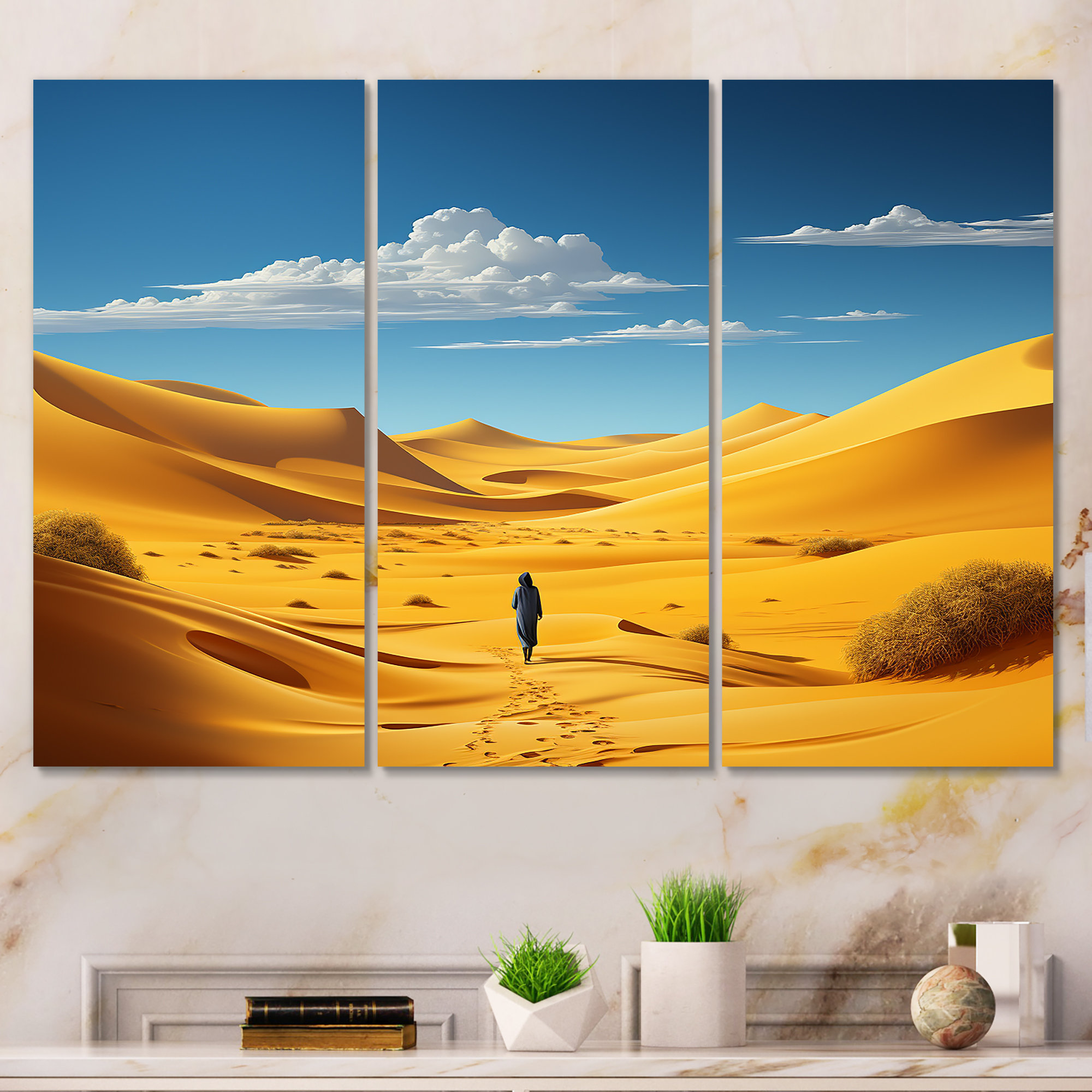 Loon Peak® Walking In The Yellow Azure Desert - Space Landscapes Wall Art | Wayfair