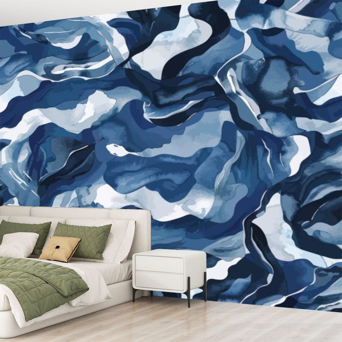 Ivy Bronx Peel and Stick Canvas Wallpaper Wall Mural Marble Alcohol Ink ...