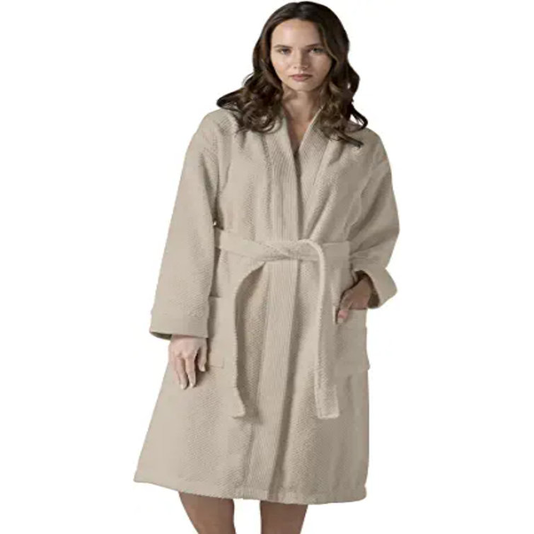 SEYANTE Cotton Terry Cloth Mid-Calf Bathrobe with Pockets | Wayfair