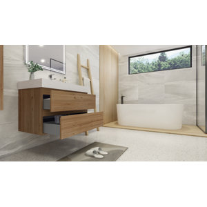 Latitude Run® Carneshia 35" Wall-Mounted Single Bathroom Vanity Set ...