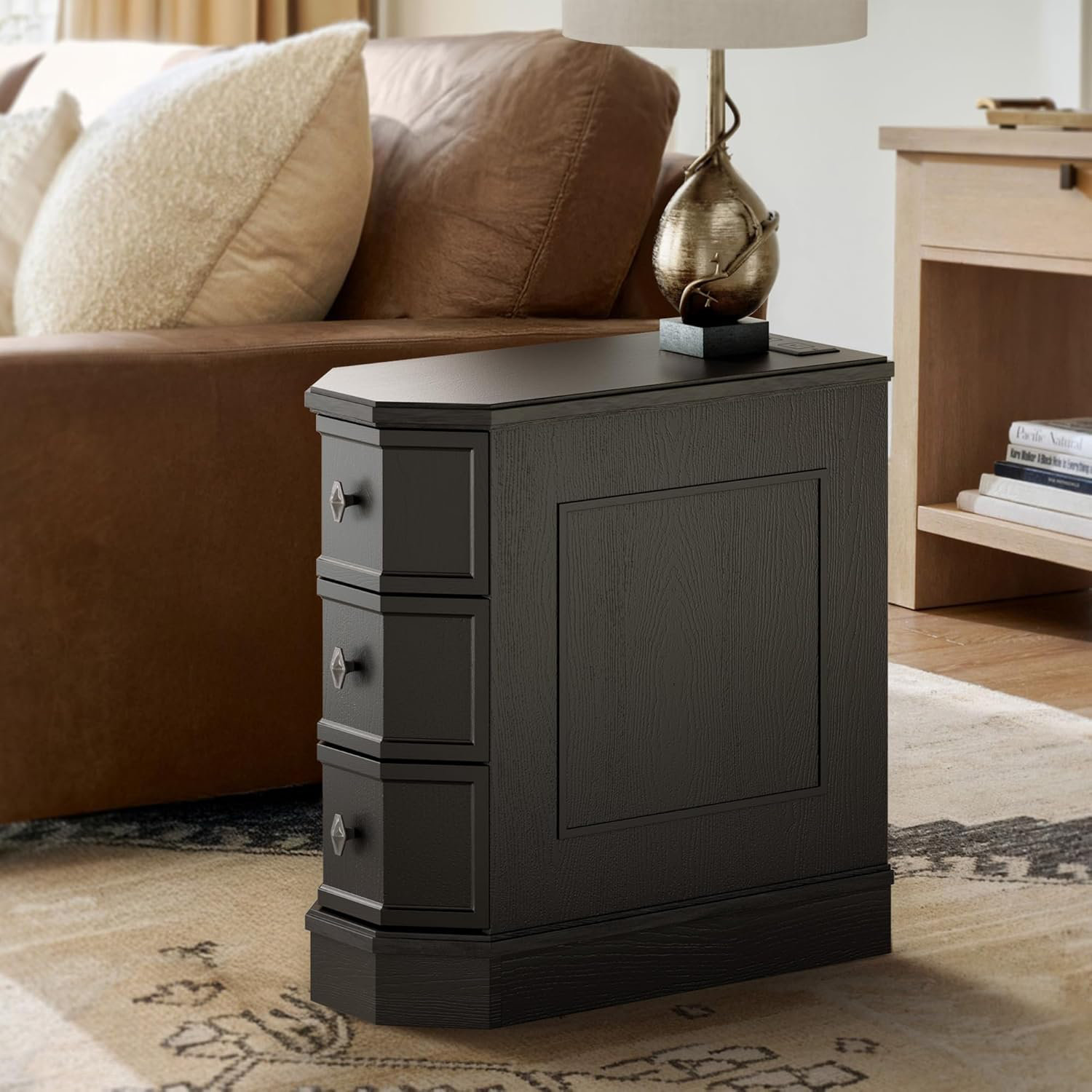 Red Barrel Studio Vintage Nightstand With Charging Station, Victorian ...