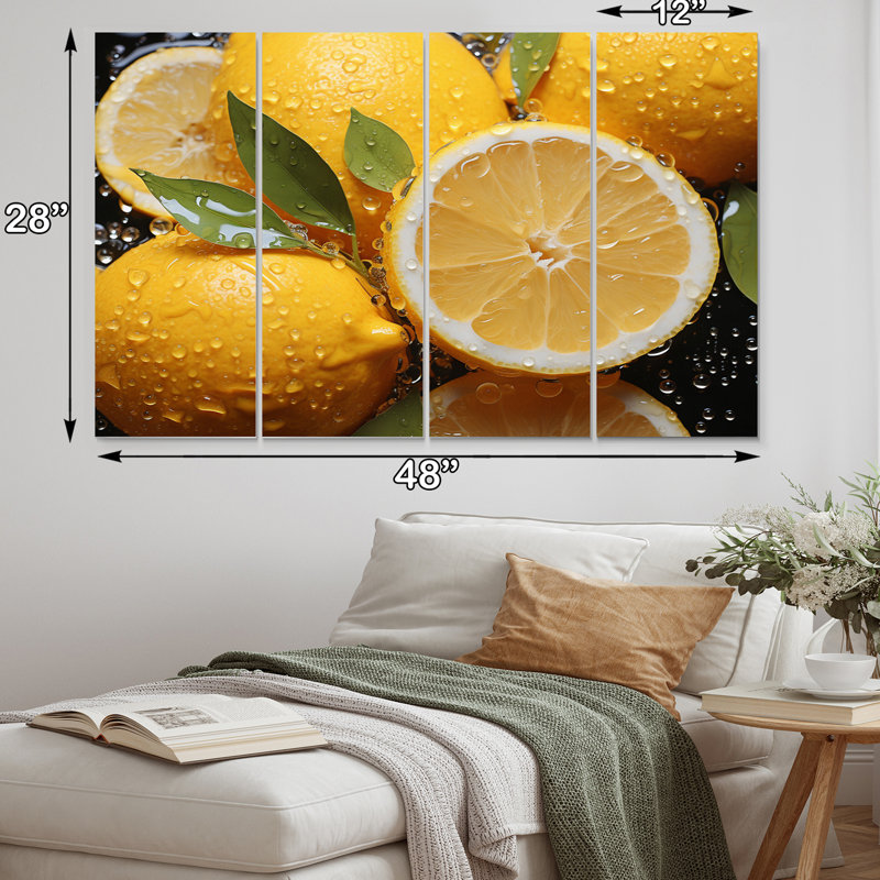 Design Art Fruit Pucker Lemon Pointillism I - Food & Beverage Metal Art ...