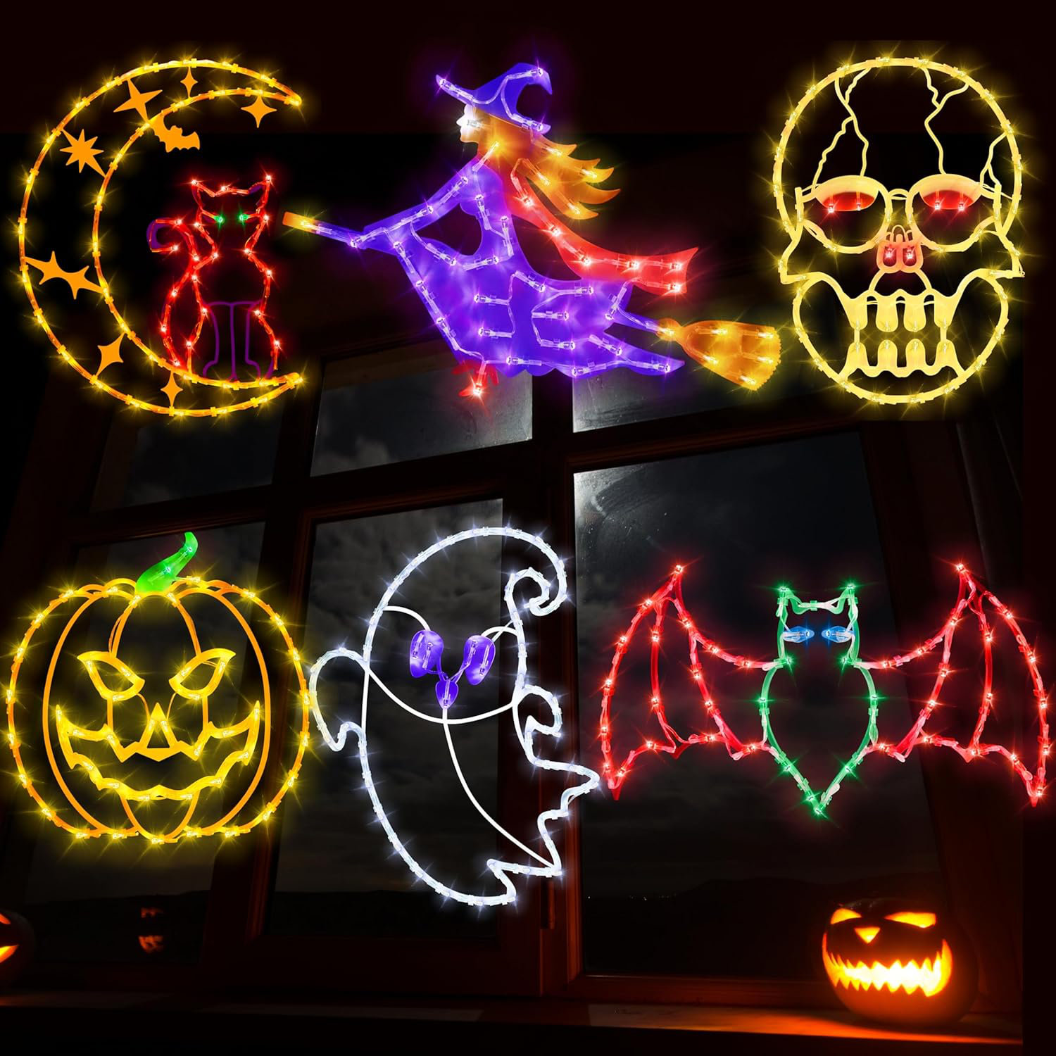 The Holiday Aisle® 16" Halloween Window Silhouette Lights Decorations ...