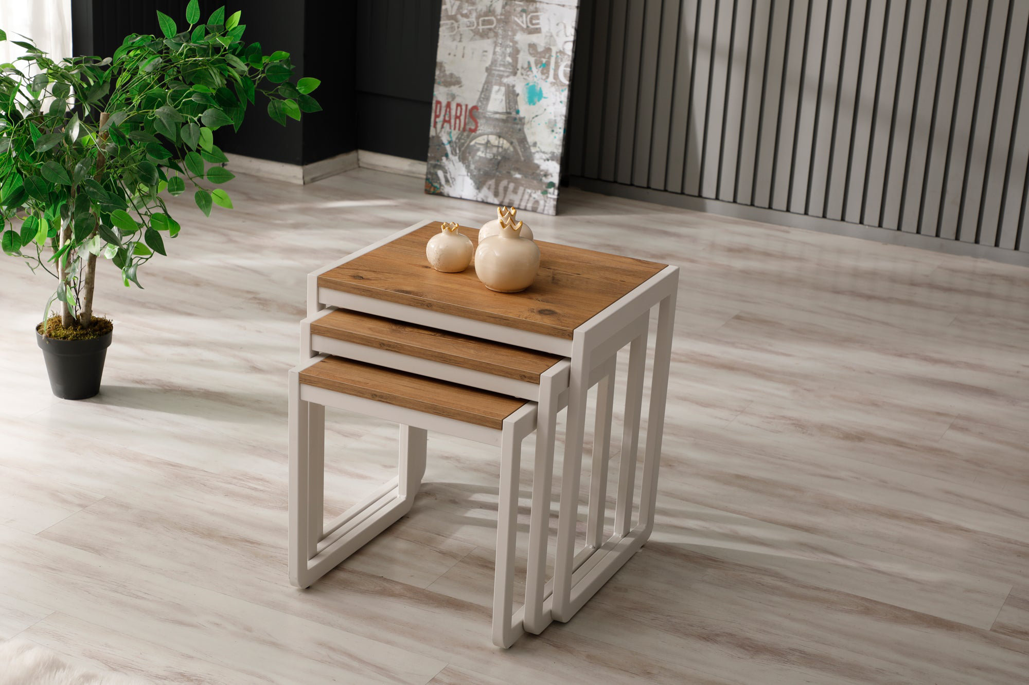 17 Stories PERA Nesting Table Set of 3 Sturdy Side Tables, Modern ...