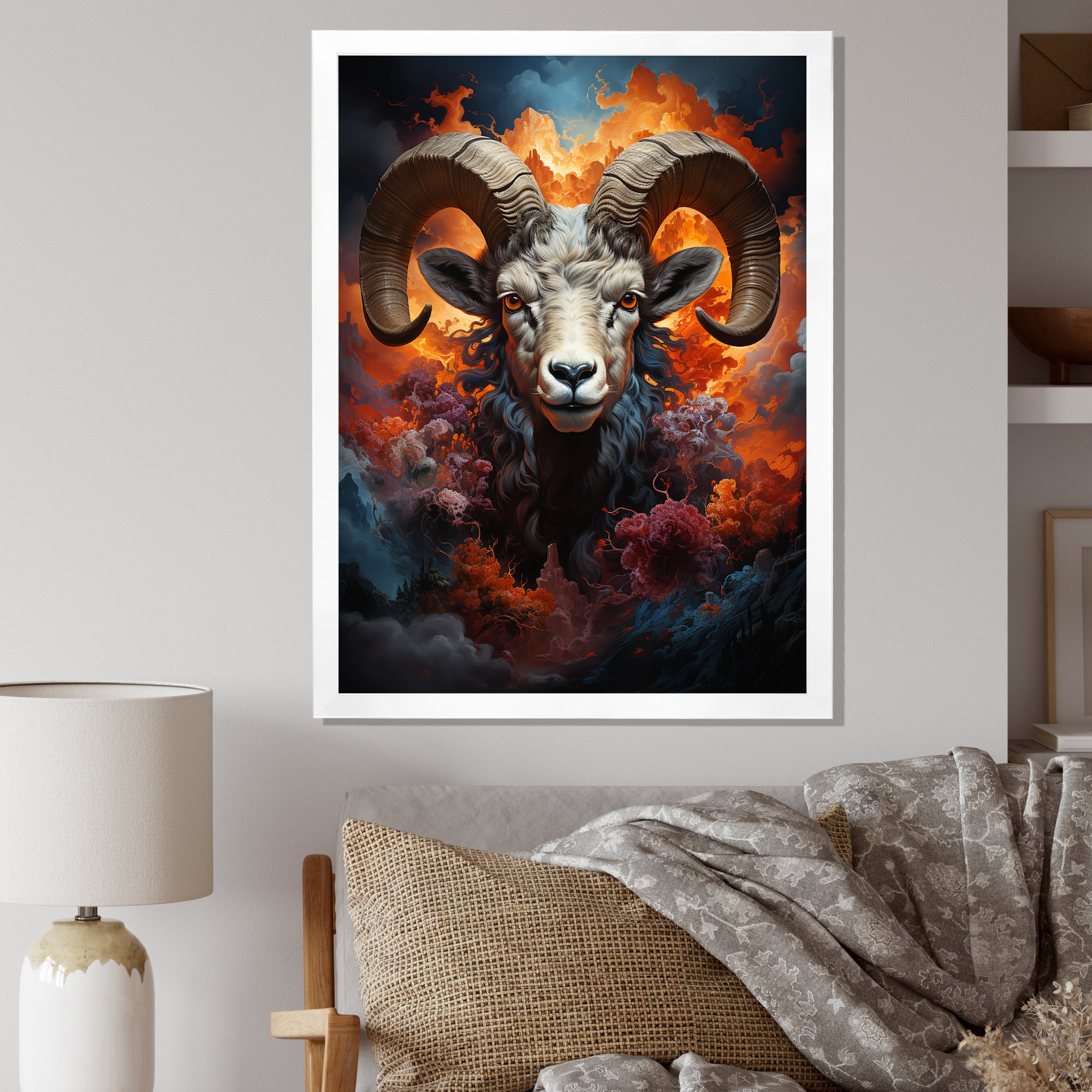 Foundry Select Sheep Majestic Ram II - Animals Wall Art Living Room ...