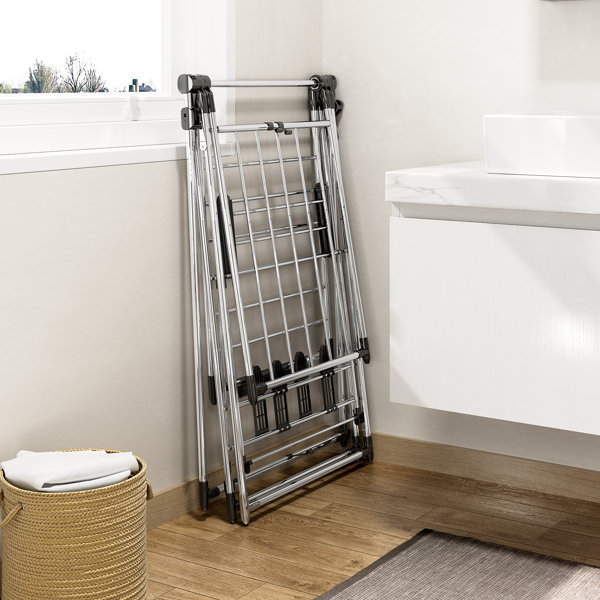 Rebrilliant Clothes Drying Rack with High Hanger, Foldable 3-Level ...