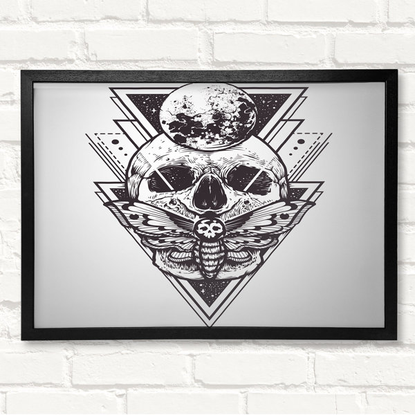ClassicLiving Death Moth Skull Triangles - Closed Corner Frame Print on ...
