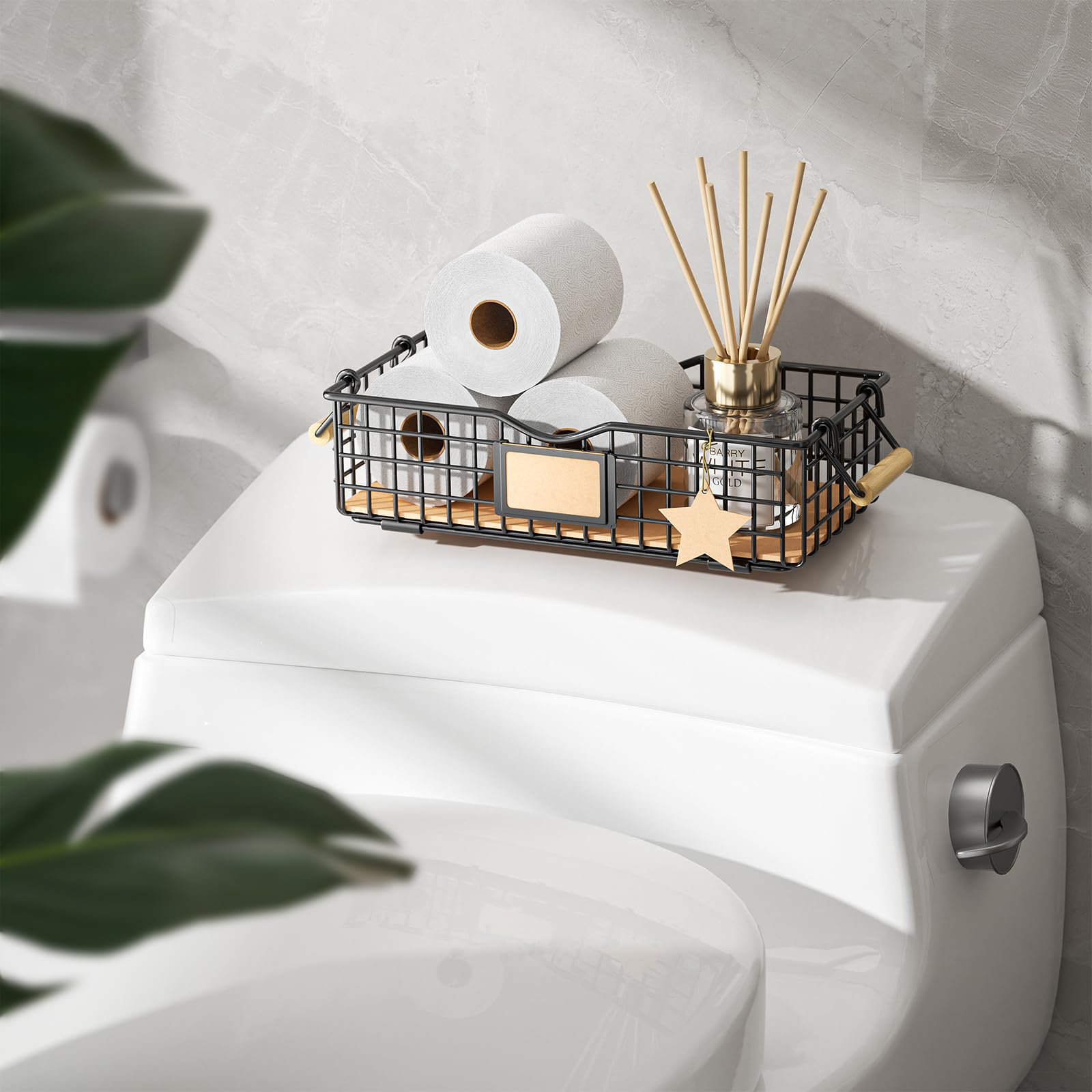 Bay Isle Home™ Toilet Paper Storage Basket, Toilet Tank Topper Basket ...