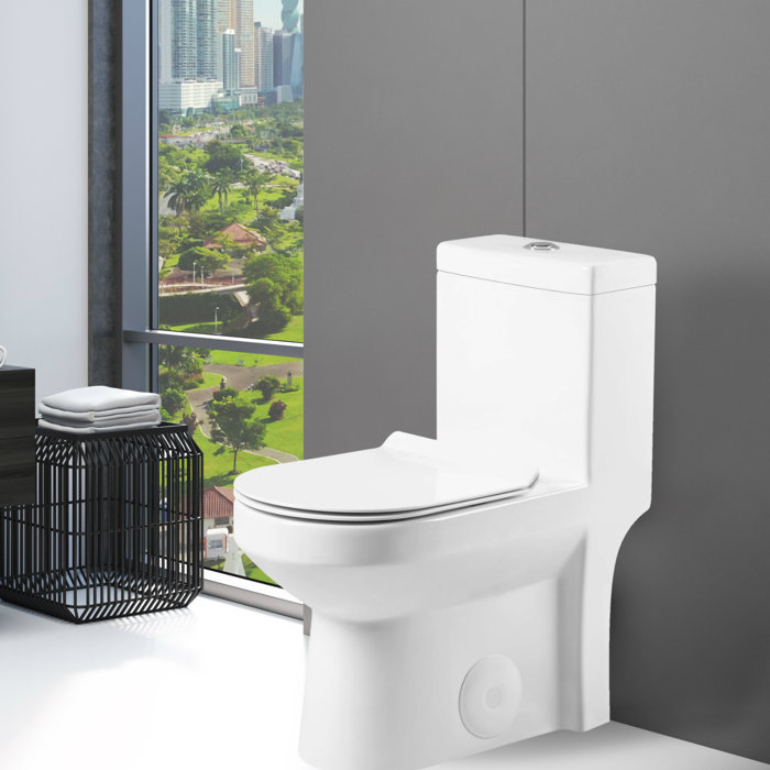 Fine Fixtures Dual-Flush Round One-Piece Toilet (Seat Included ...