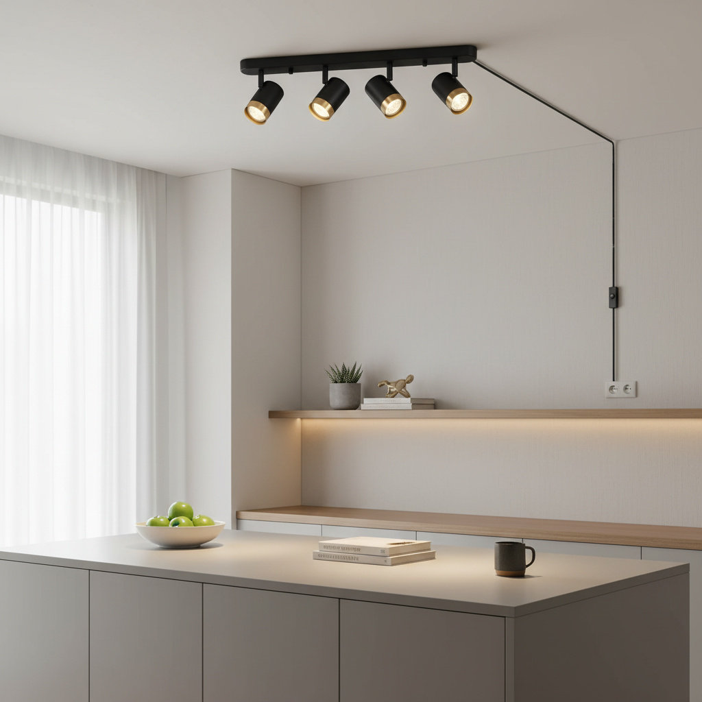 LIGRIL 4-Light Plug-in Track Lighting with Pivoting Heads | Wayfair