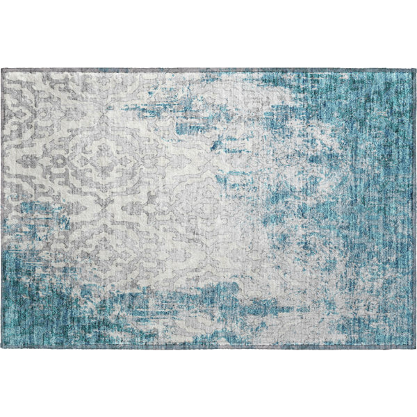 Bungalow Rose Premium Machine Washable Prisco Teal Rug | Wayfair