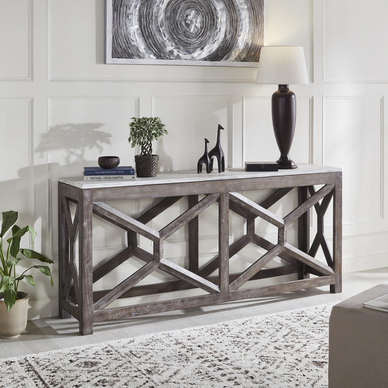 Millwood Pines Wire 72" Solid Wood Large Console Table - Wayfair Canada
