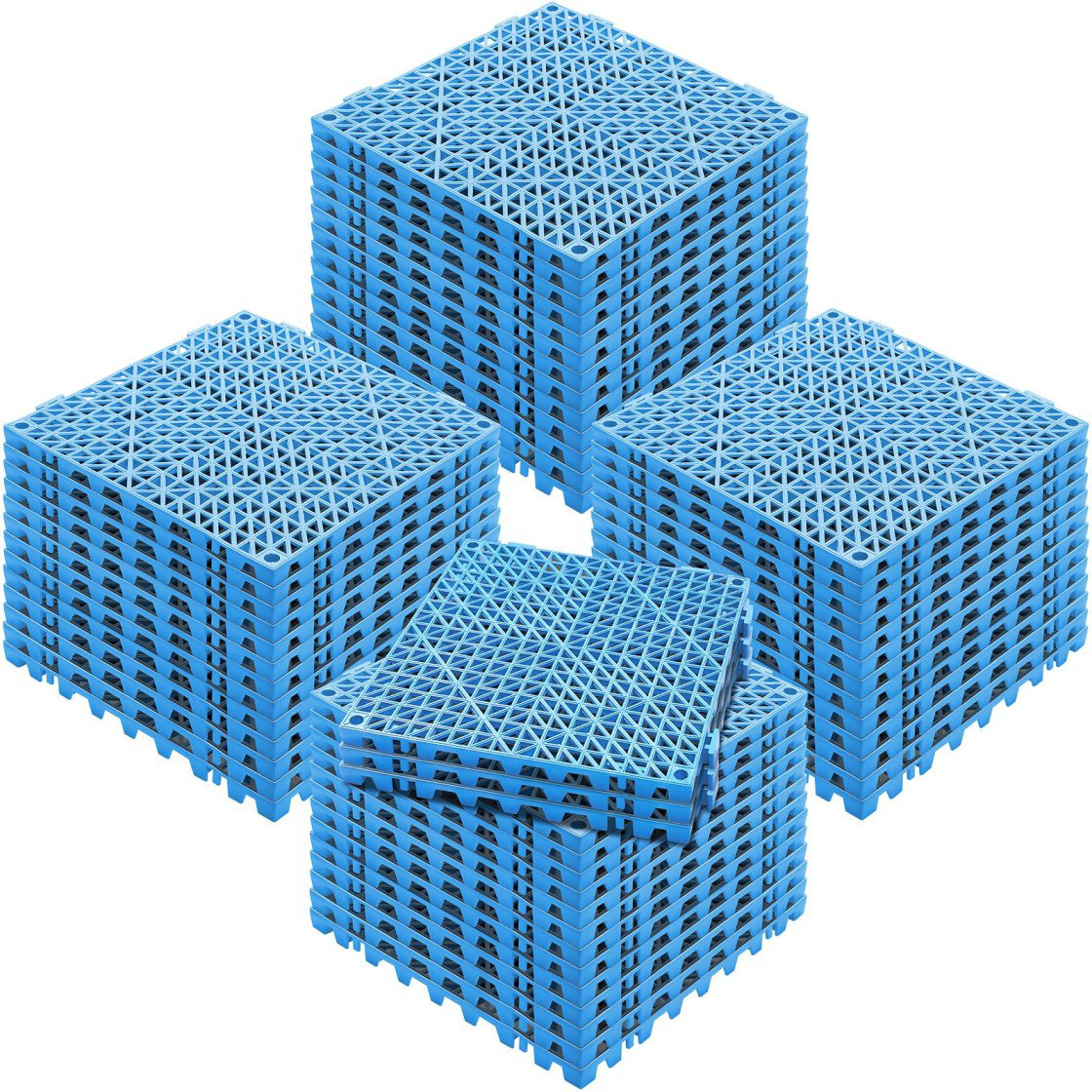 Ivy Bronx Interlocking Tile 55PCS Blue, Drainage Tiles Splicing, PVC ...