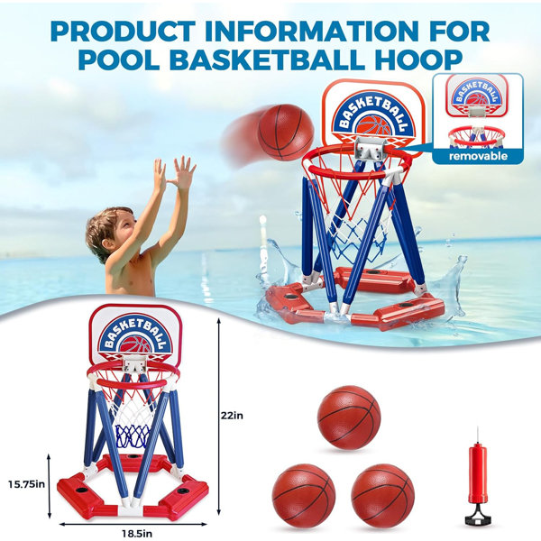 LinsCraft Floating Pool Basketball Hoop, Pool Basketball Hoop With 3 ...