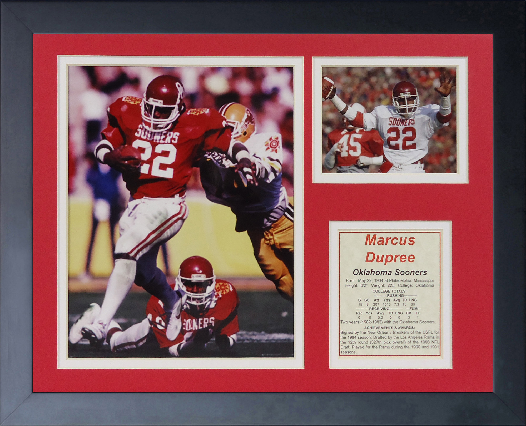 Legends Never Die Marcus Dupree - Oklahoma Framed Memorabilia - Wayfair ...
