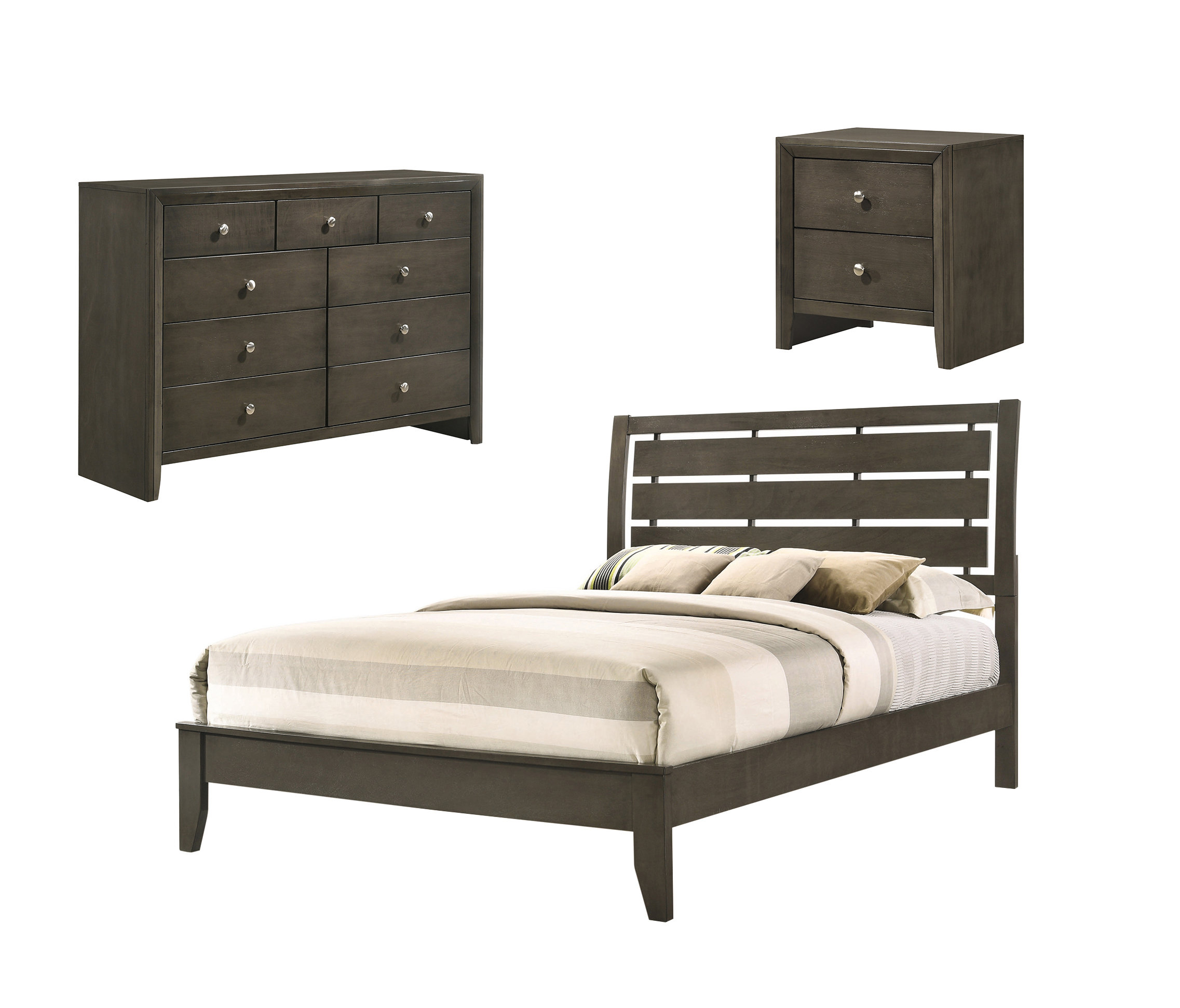 Red Barrel Studio Ardent Mod Grey 3-Piece Bedroom Set with Dresser ...