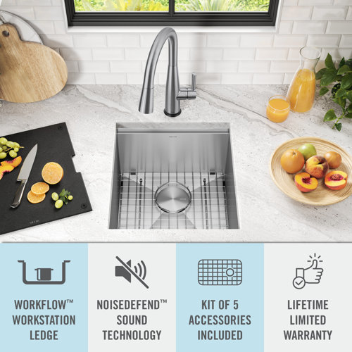 Delta Rivet™ 17" L Workstation Bar Prep Kitchen Sink Undermount 16 ...