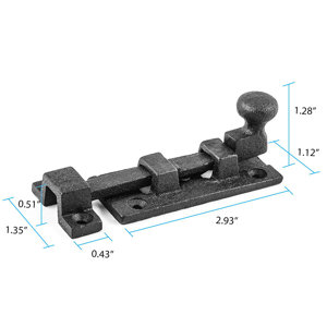 The Renovators Supply Inc. Black Wrought Iron Slide Bolt 3.5" Wide ...