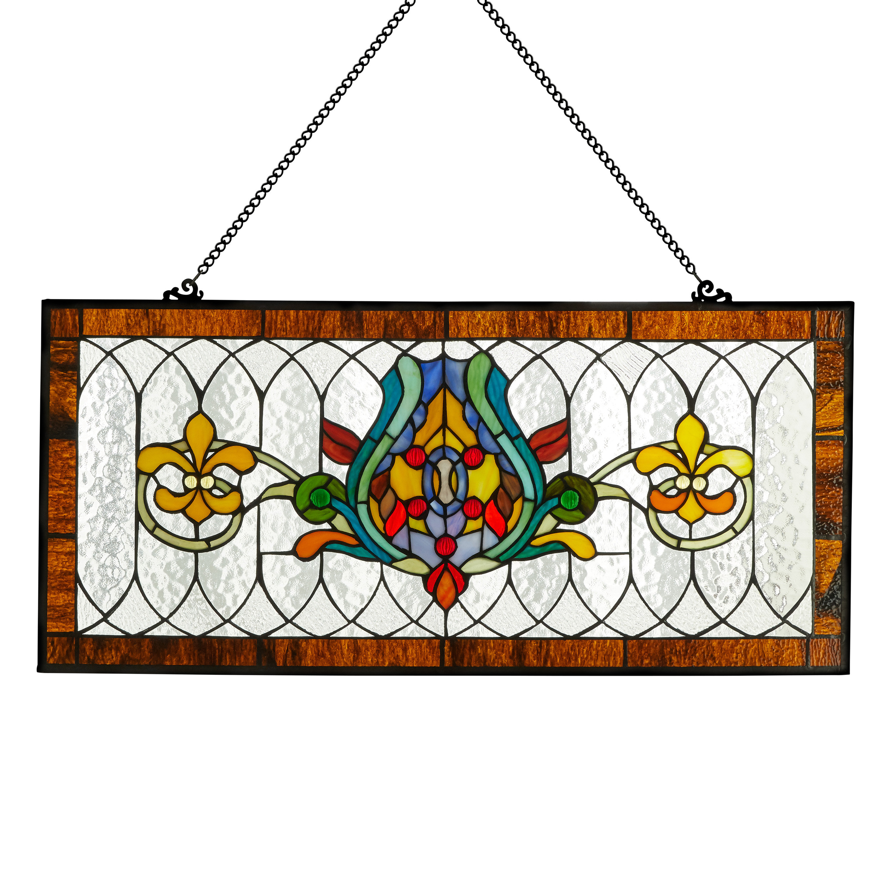 Astoria Grand 30"L Oakley Tiffany Stained Glass Pub Panel & Reviews ...