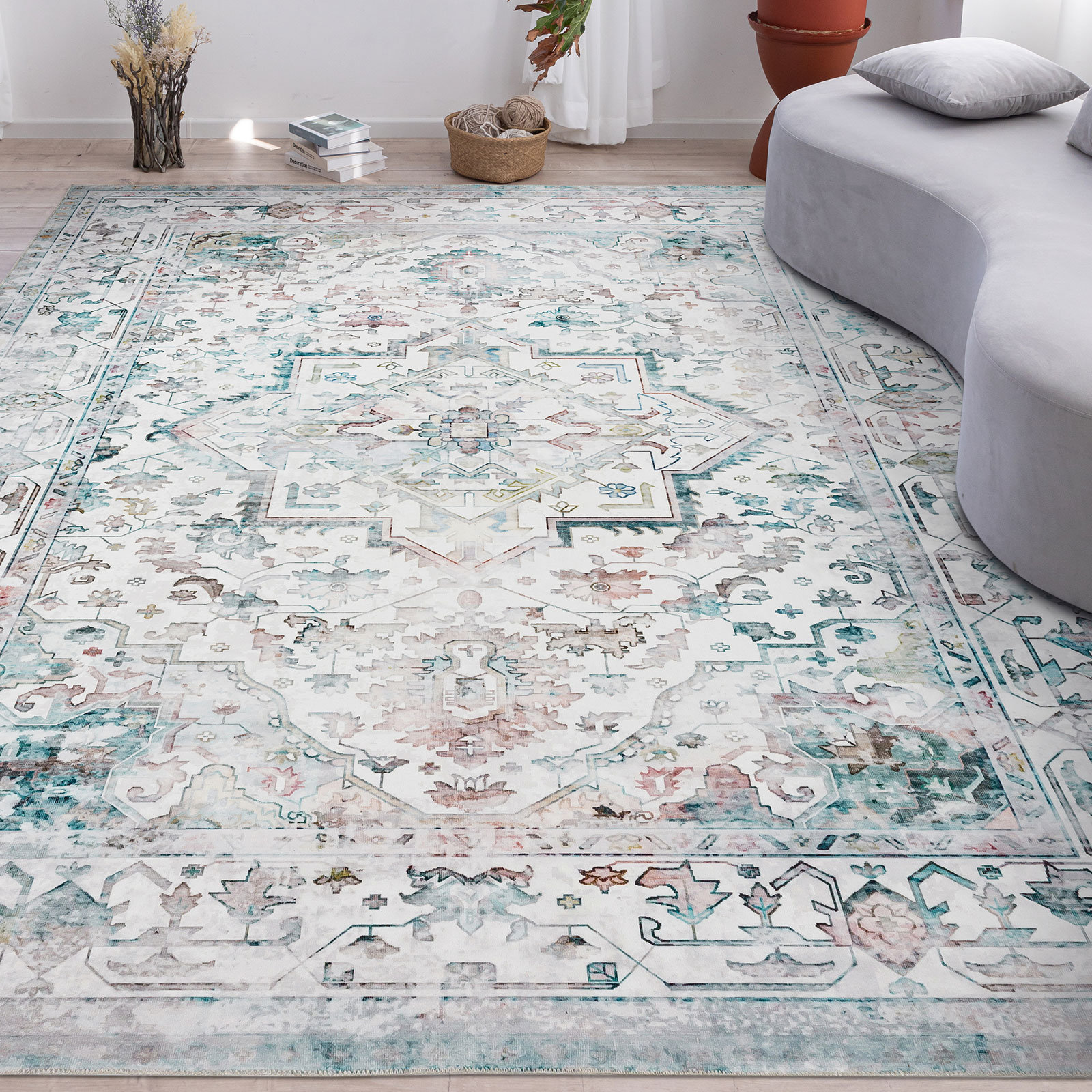 DECOMALL FALA Machine Washable Vintage Medallion Foldable No-slip Area ...