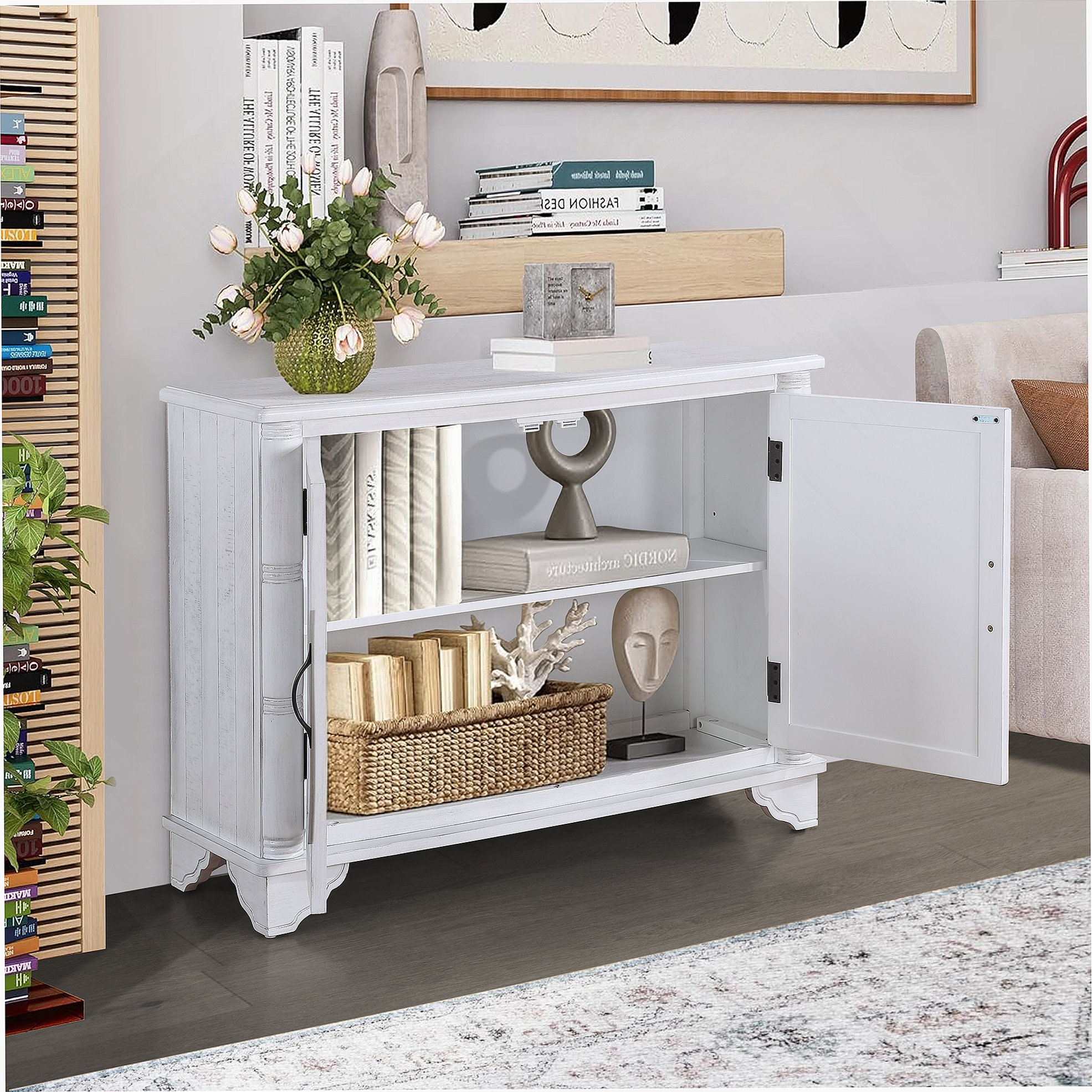 Bay Isle Home™ 40" Console Table with Storage Shelf, Retro Entryway ...