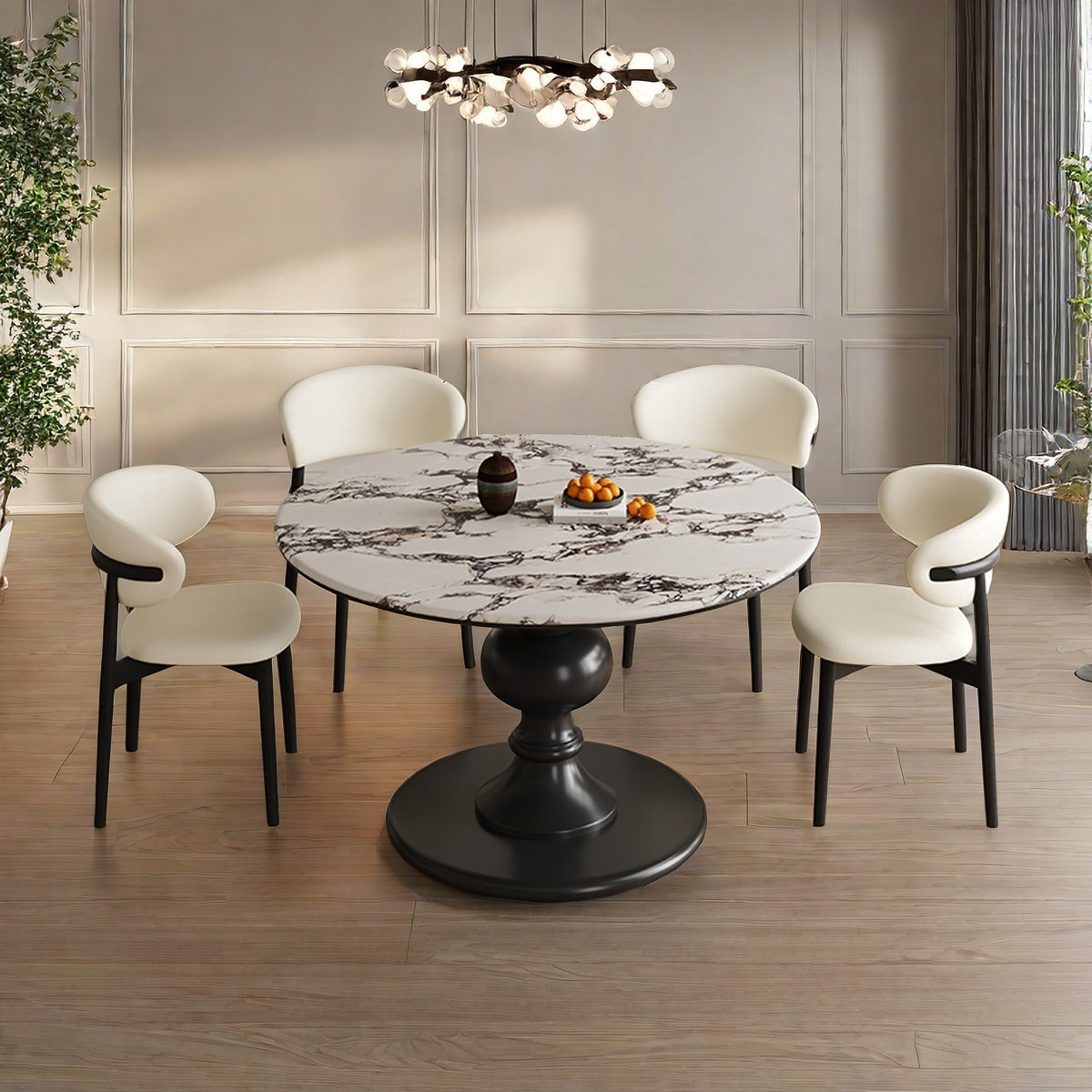 ALLNICEDT Elegant Round Faux Marble Dining Table | Wayfair