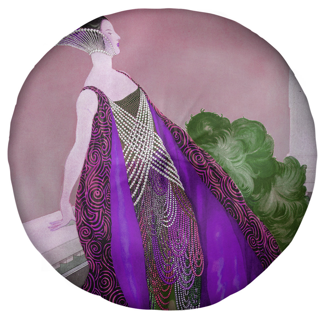 ArtVerse Art Nouveau Beaded Dress Woman Round Floor Pillow | Wayfair