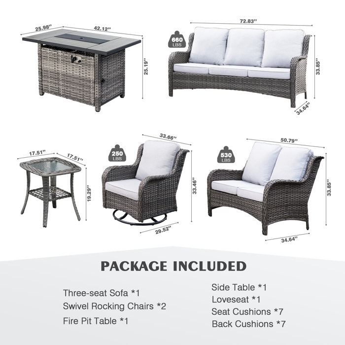 Ebern Designs Klodjana 7 - Person Outdoor Seating Group with Cushions ...