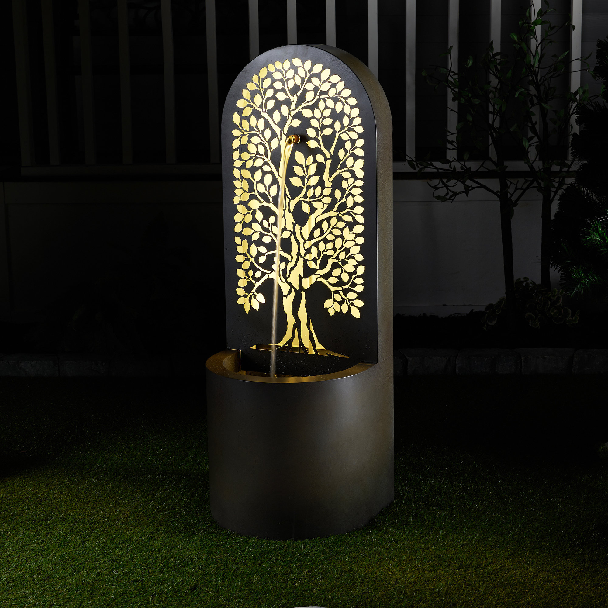 Hi-Line Gift Ltd. Hollow Carved Tree Fountain with LEDS | Wayfair