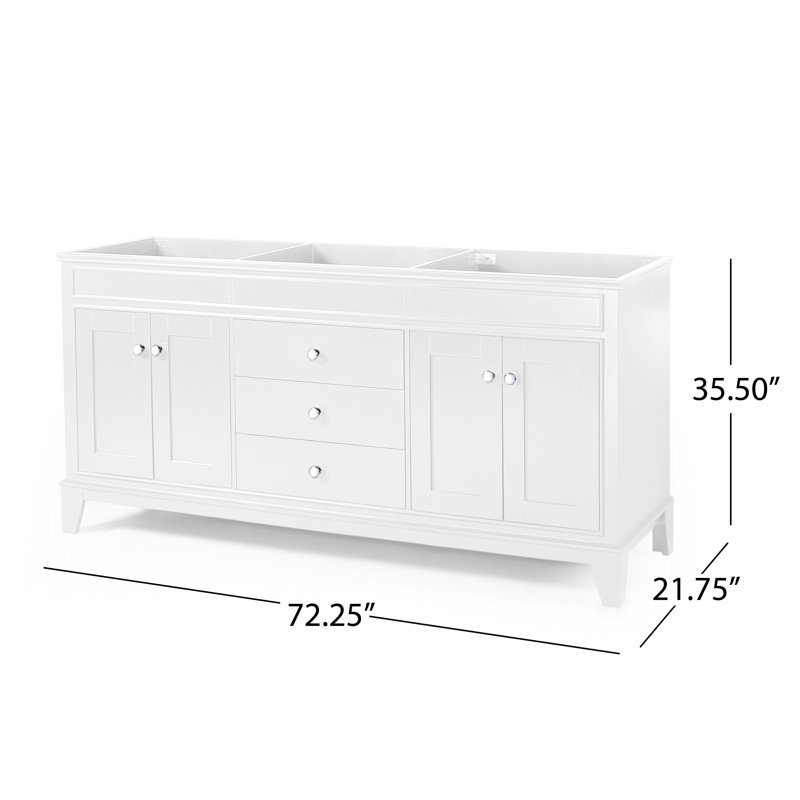 Home Loft Concepts Janice Locke 72" Double Bathroom Vanity Base Only ...