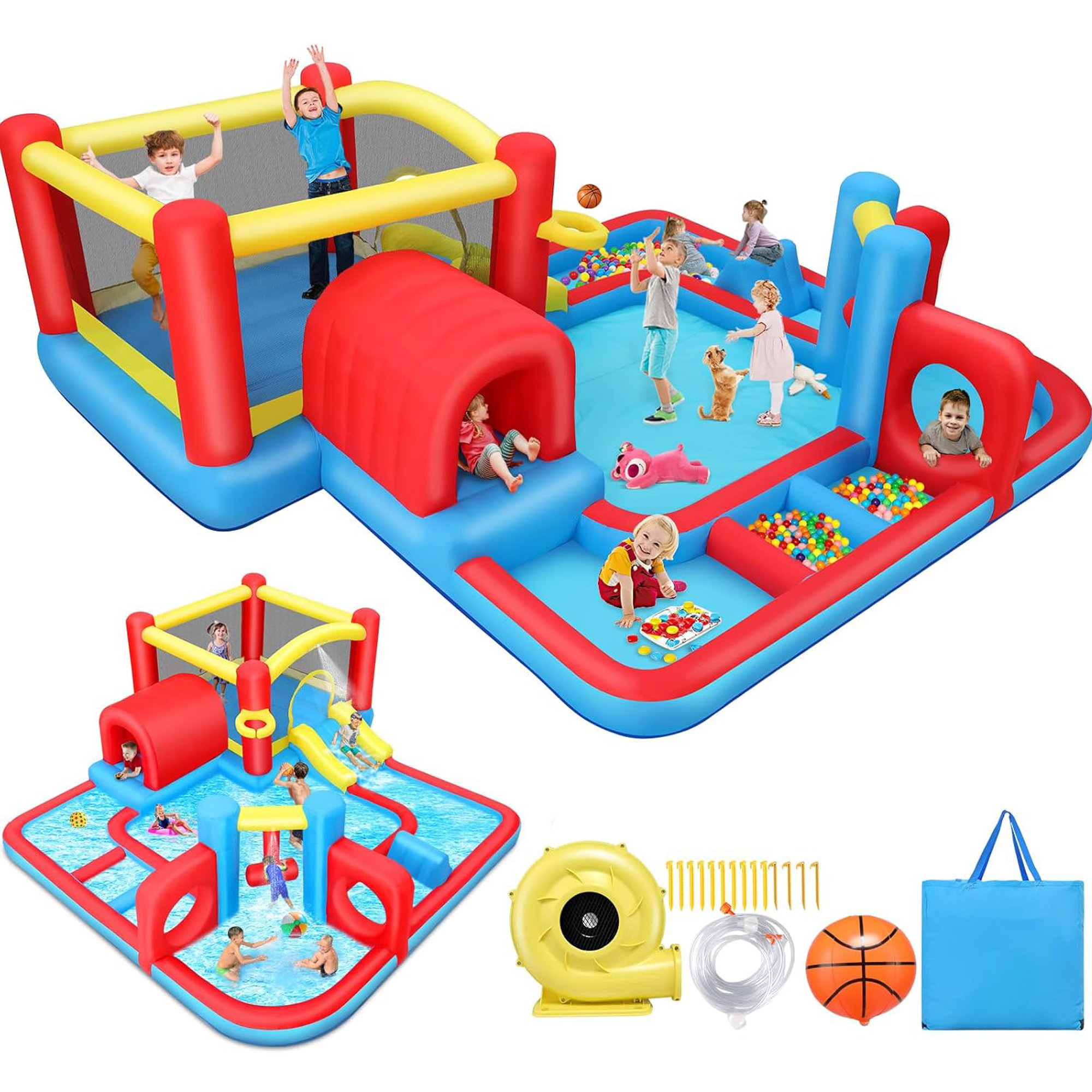 DreamDwell Home 14.3X14.3Ft Large Bounce House Water Slide,10-In-1 ...