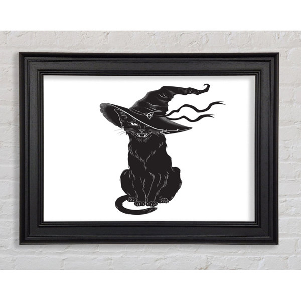Happy Larry Black Cat Witches Hat Framed Print | Wayfair.co.uk