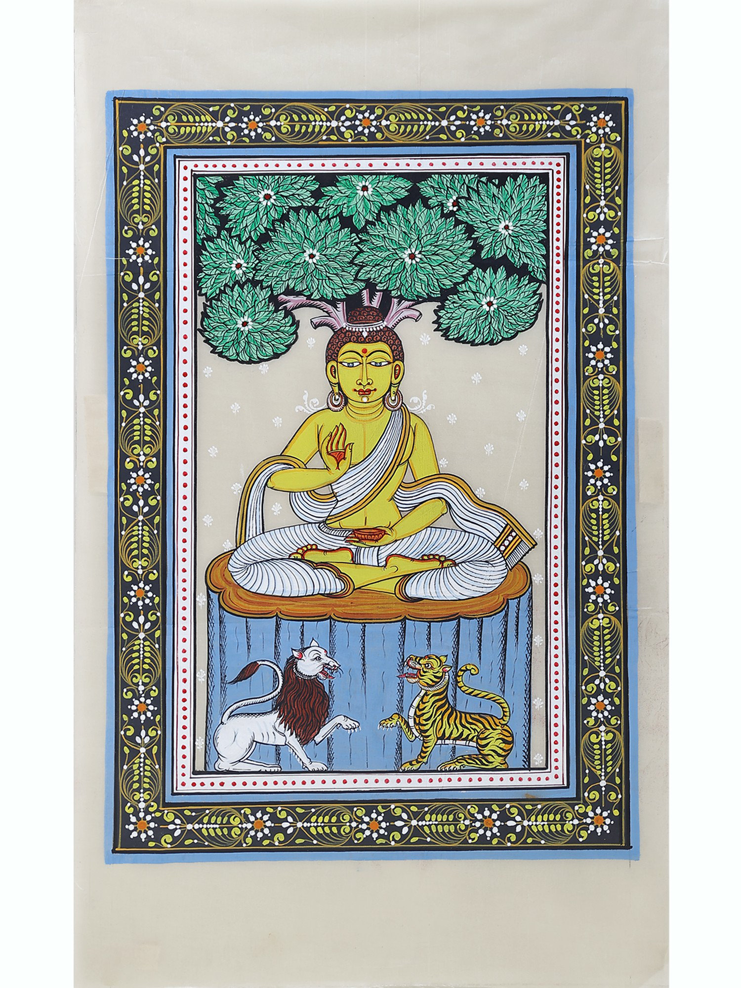 Bungalow Rose Gautam Buddha Under Bodhi Tree | Water Color On Tussar ...