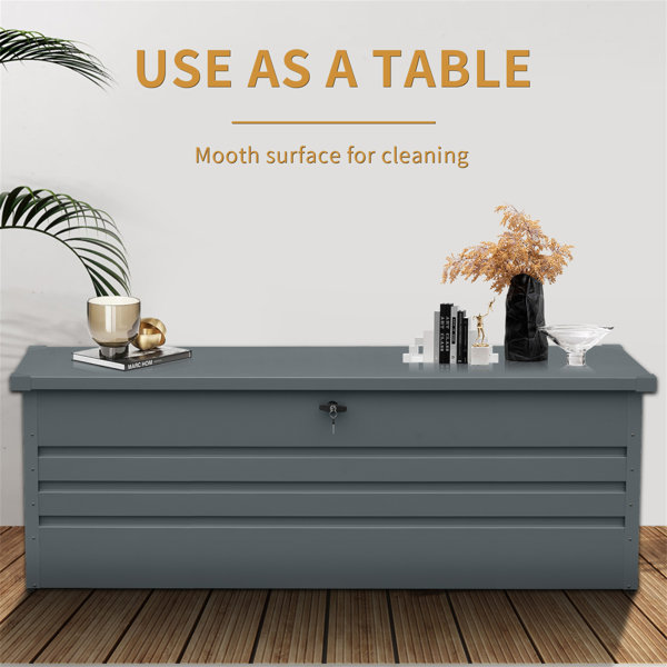 Tryimagine 260 Gallon Metal Outdoor Deck Box Waterproof, Extra Large ...