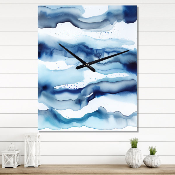 Ivy Bronx Abstract Classic Blue Waves I - Fractals Very Wall Clocks ...