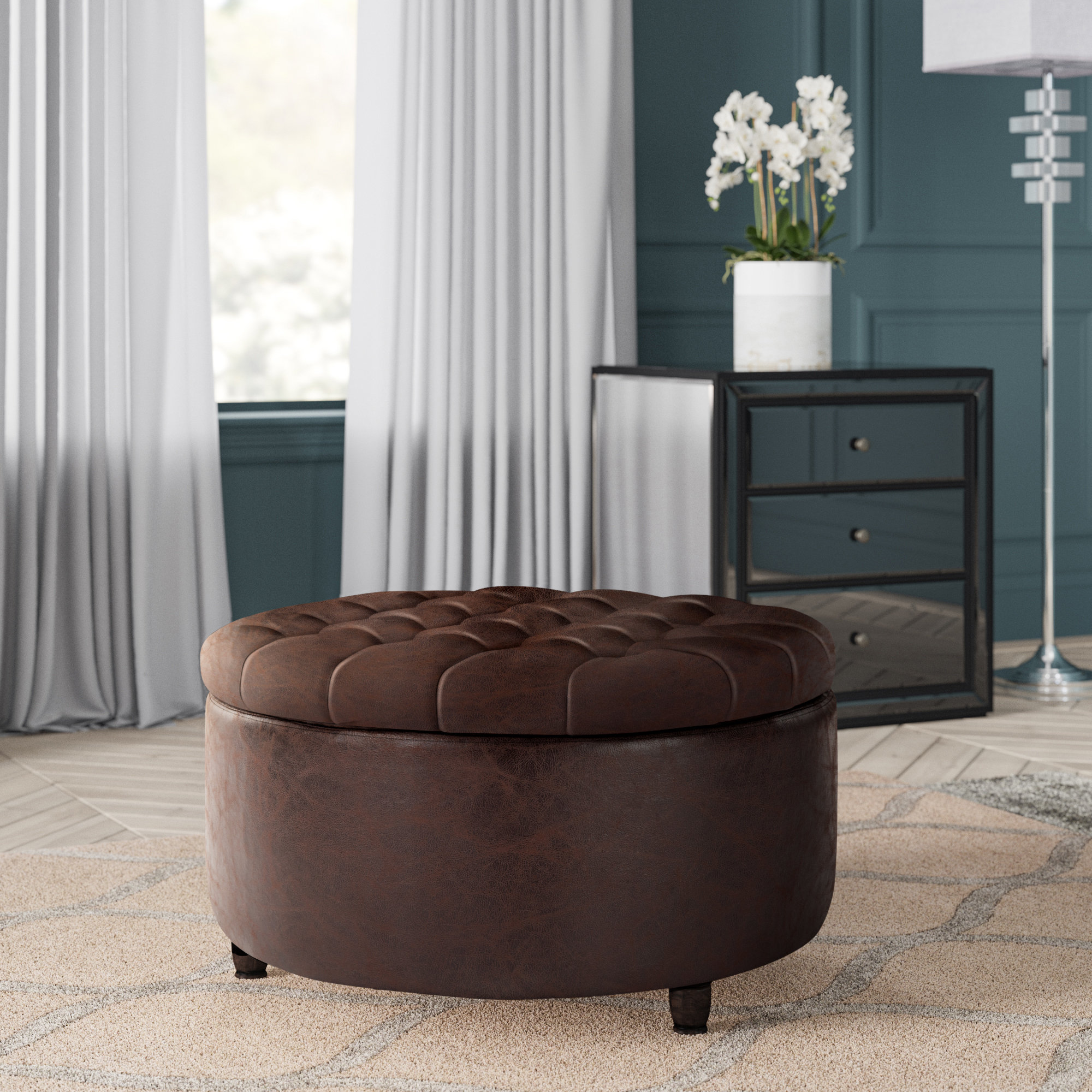 Greyleigh™ Sanni Faux Leather Ottoman & Reviews | Wayfair
