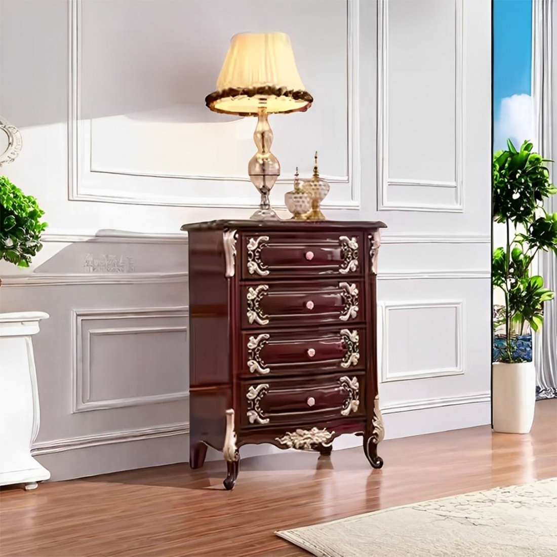 Vivid Space Creation European style solid wood drawer accent chest ...